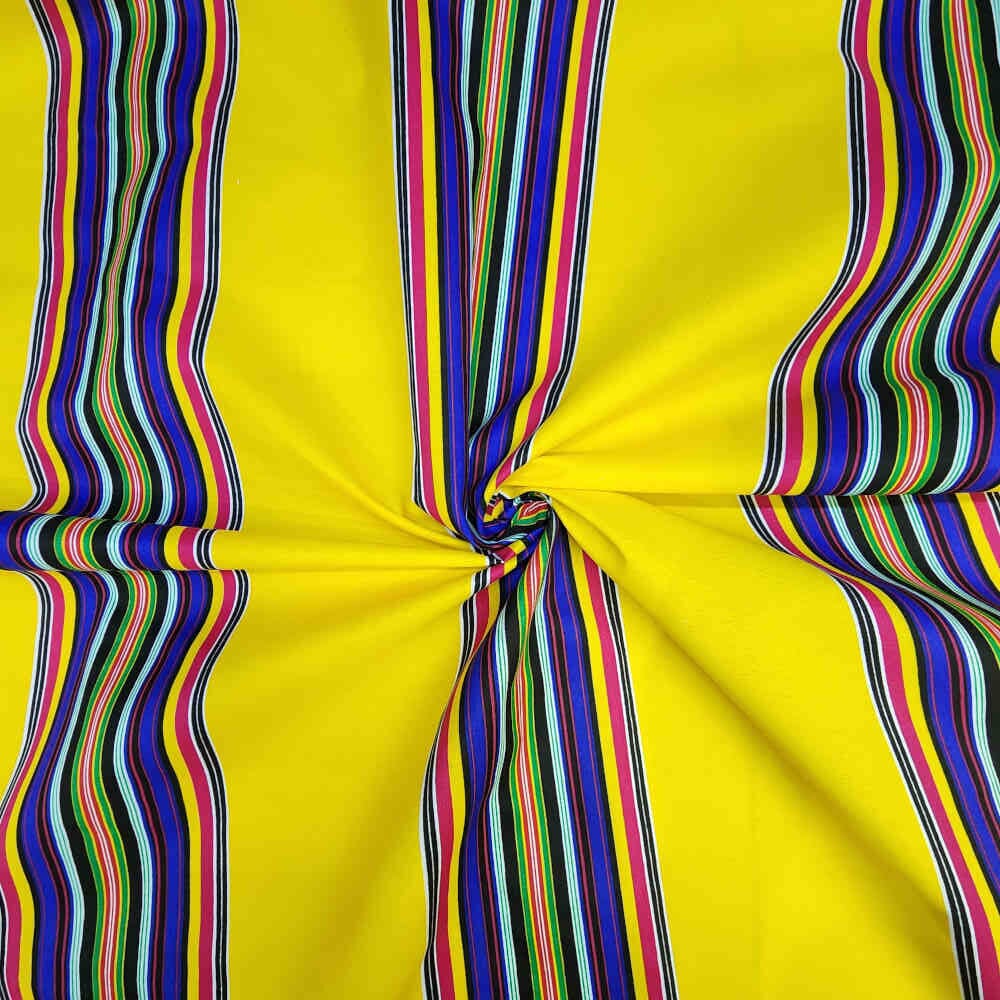 Printed Poly Cotton – Stripes – Yellow | Curtain Dream