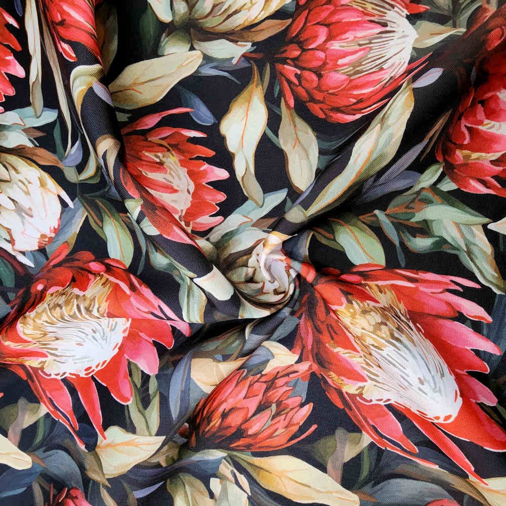 Printed Mini-Matt – Protea – Fantasy Red | Curtain Dream