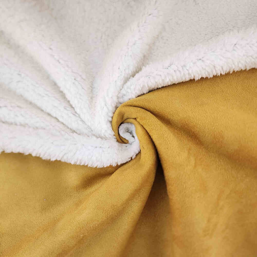 Sherpa Bonded Suede – Mustard | Curtain Dream