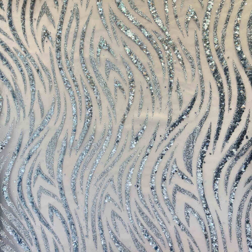 Swirl Sugar Metallic Tulle – Denim Blue | Curtain Dream