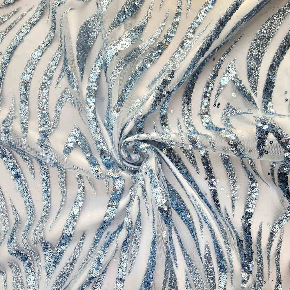 Swirl Sugar Metallic Tulle – Denim Blue | Curtain Dream