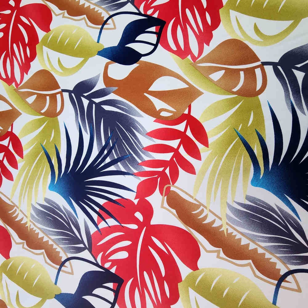 Rayon Challis – Leaves – Sulphur Yellow | Curtain Dream