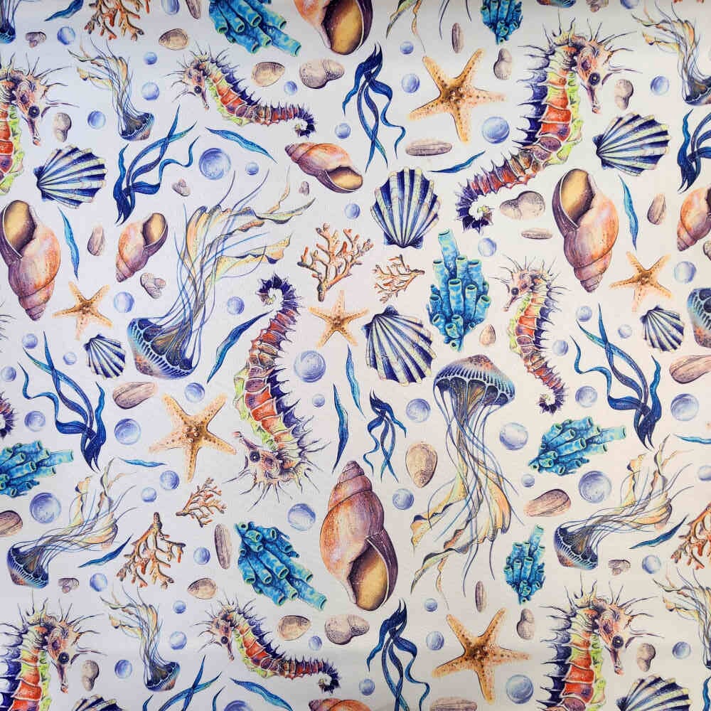 Printed Mini-Matt – Shells – Sea Blue | Curtain Dream