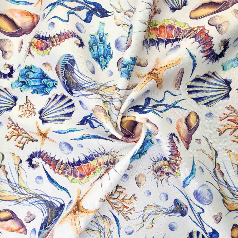 Printed Mini-Matt – Shells – Sea Blue | Curtain Dream