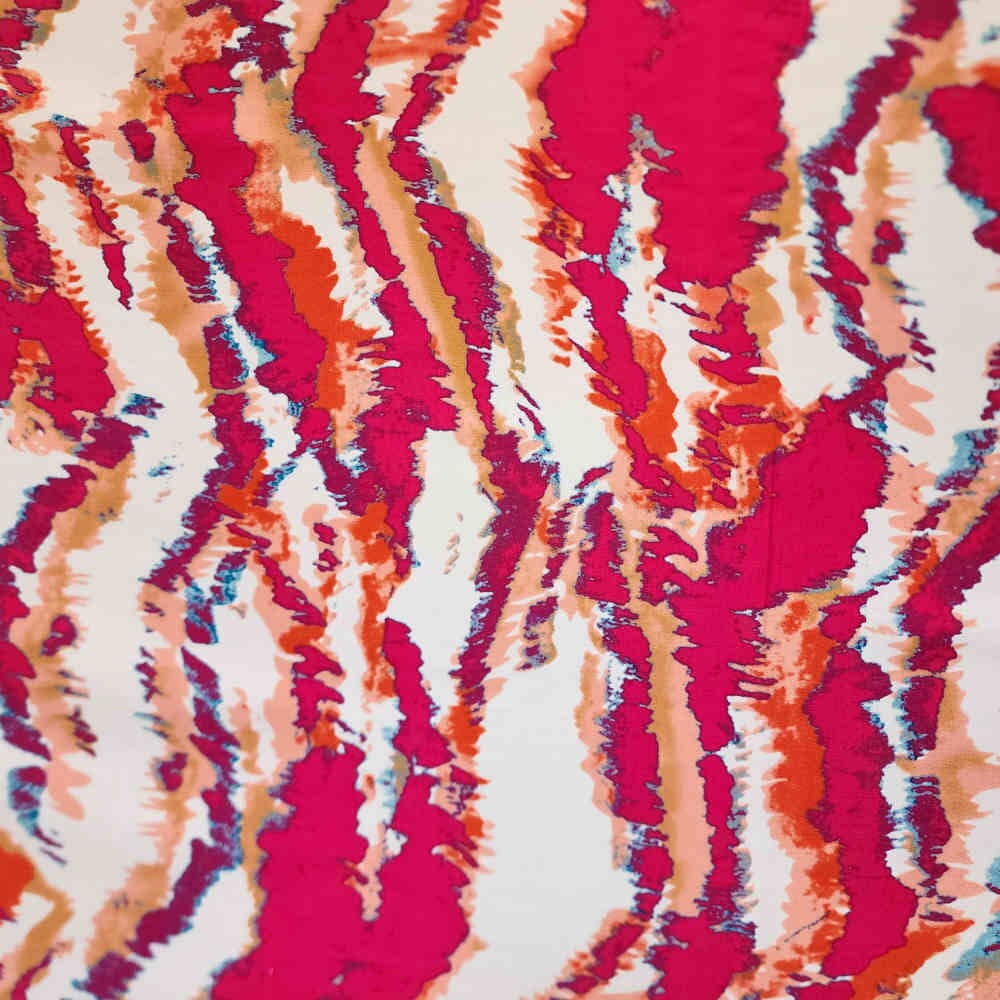 Rayon Challis – Abstract – Cerise Pink | Curtain Dream