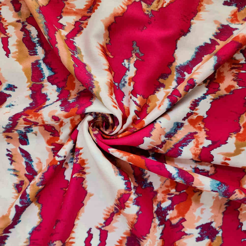Rayon Challis – Abstract – Cerise Pink | Curtain Dream