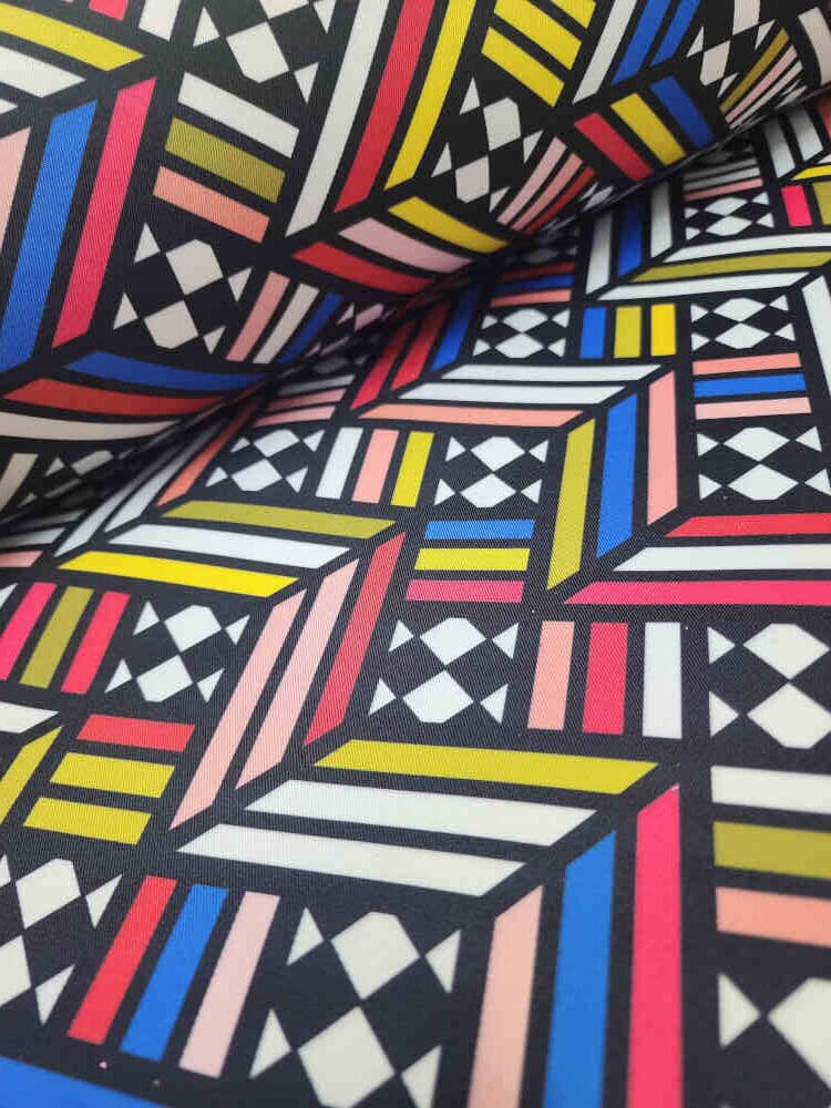 Digi Poly Canvas – Geometric – Royal Blue | Curtain Dream