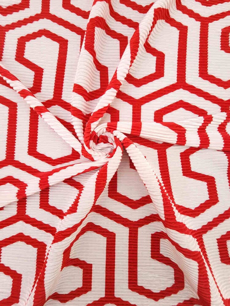 Printed Plisse Satin – Red | Curtain Dream