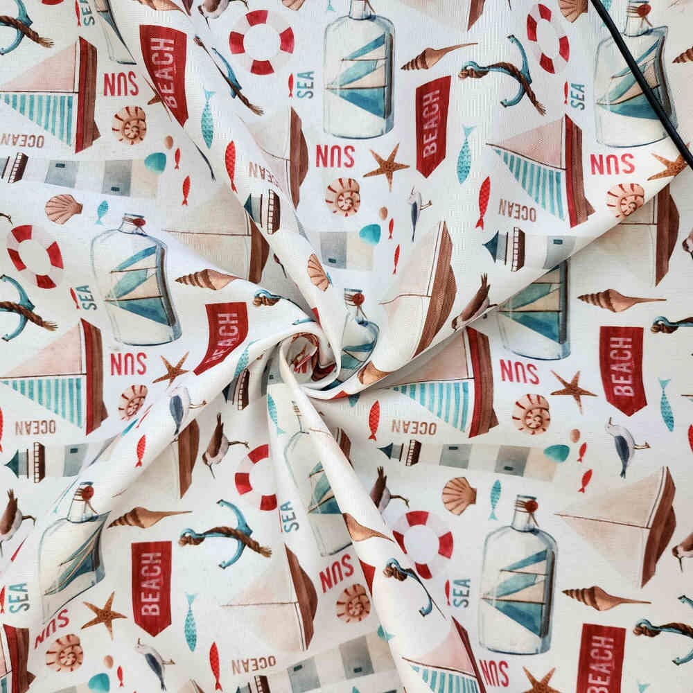 Printed Mini Matt – Beach – White | Curtain Dream