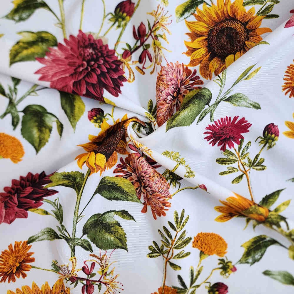 Printed Mini Matt – Sunflower – White | Curtain Dream
