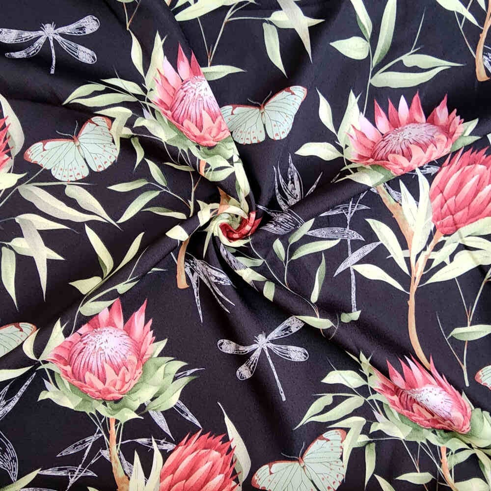 Printed Mini Matt – Protea – Black | Curtain Dream