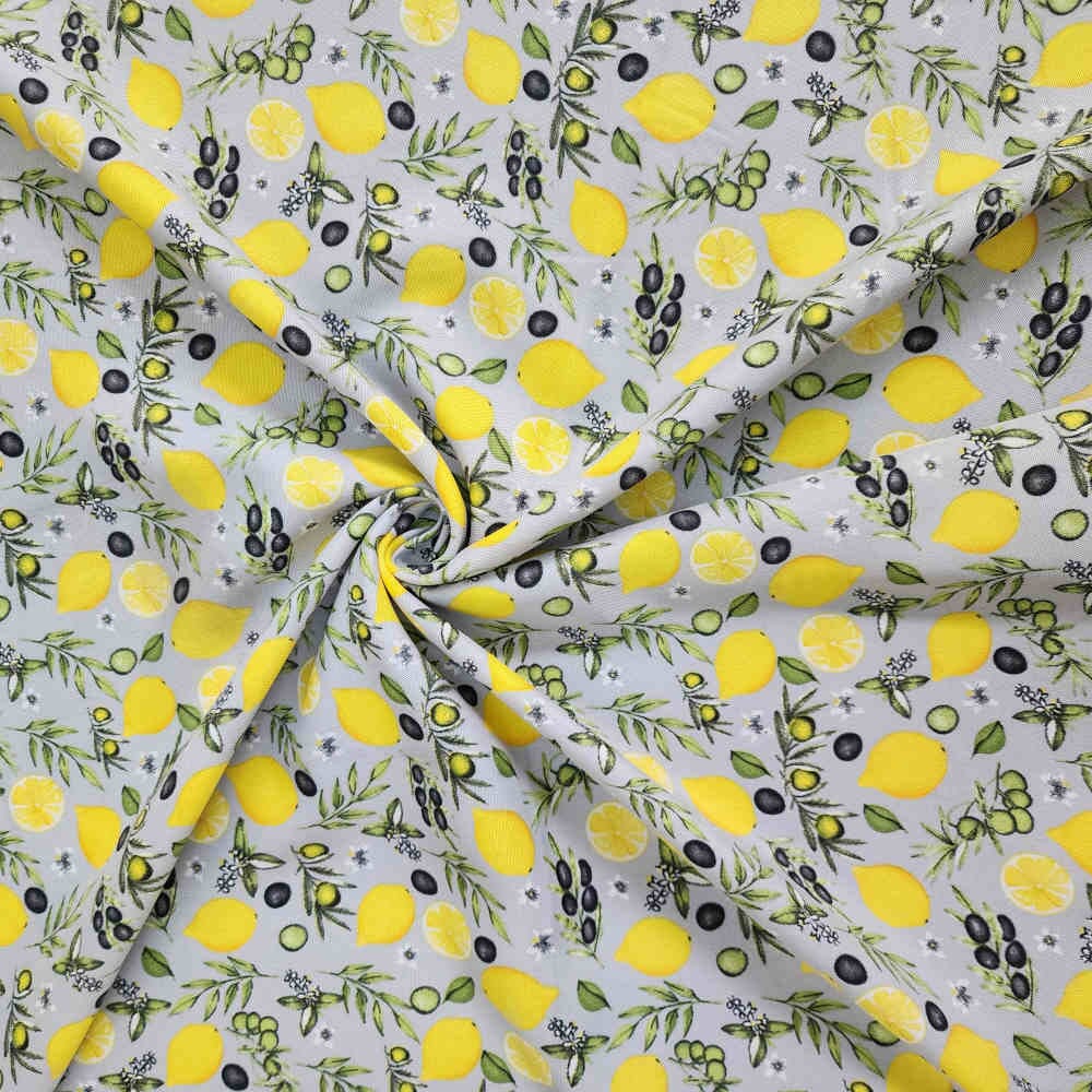 Printed Mini Matt – Lemon – Light Grey | Curtain Dream