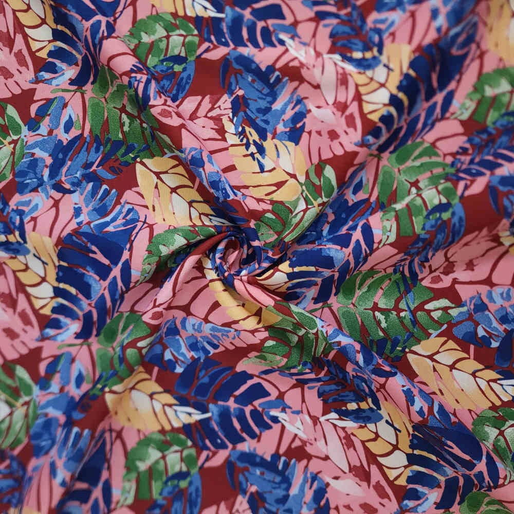 Printed Mini-Matt – Leaves – Pink | Curtain Dream