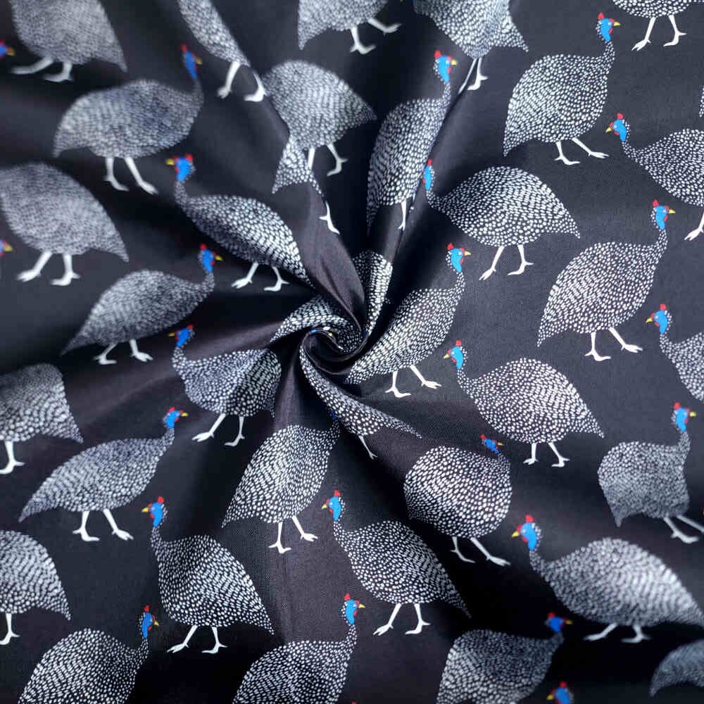 Printed Mini-Matt – Guinea Fowl – Black | Curtain Dream
