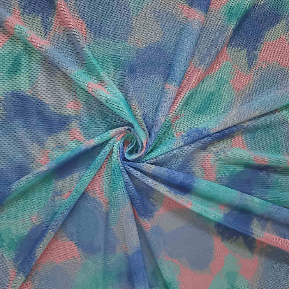 Printed Power Mesh – Abstract – Royal Blue | Curtain Dream